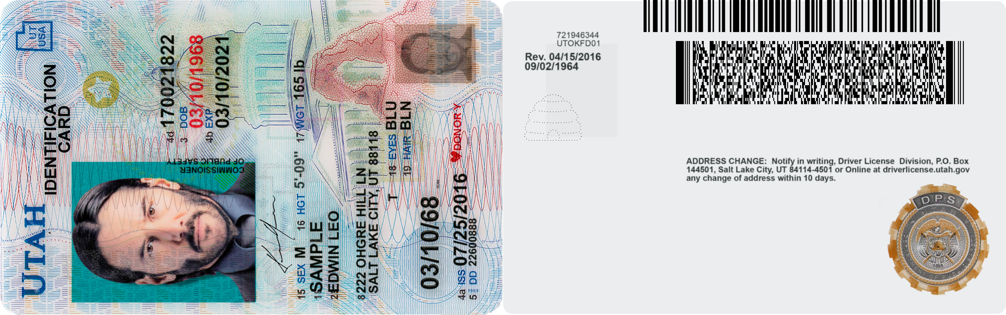 Utah ID Card in PSD Format - Professional US ID Card Template ...